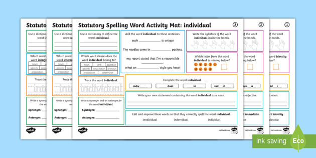 Year 5 and 6 Statutory Spelling Words Activity Mat Pack 11