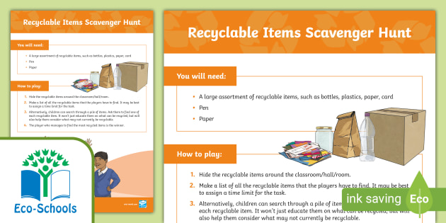 FREE! - Eco-Schools Recyclable Items Scavenger Hunt