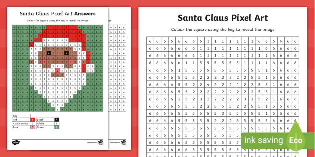 FREE! - Pixel Santa Claus Colour by Number Activity