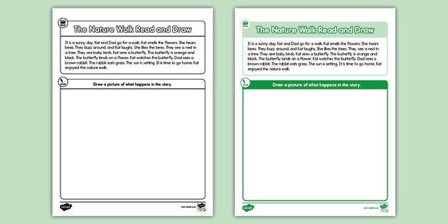 Kindergarten The Nature Walk Reading Passage Read and Draw