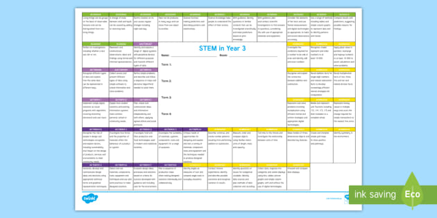STEM in Year 3 Assessment Sheet (teacher made)