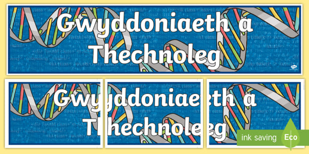 Y Pedwar Diben - Baner Arddangos Gwyddoniaeth a Thechnoleg