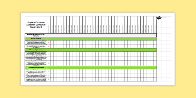 Physical Education Assessment Tracker Year Band 5-6
