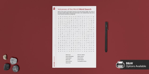 Volcanoes Word Searches | twinkl.com.au