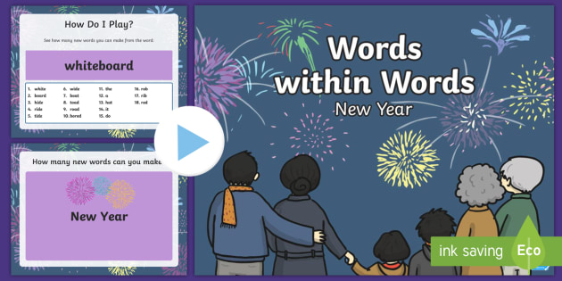 Words within Words Game New Year PowerPoint - KS1/KS2 EAL Words in Words