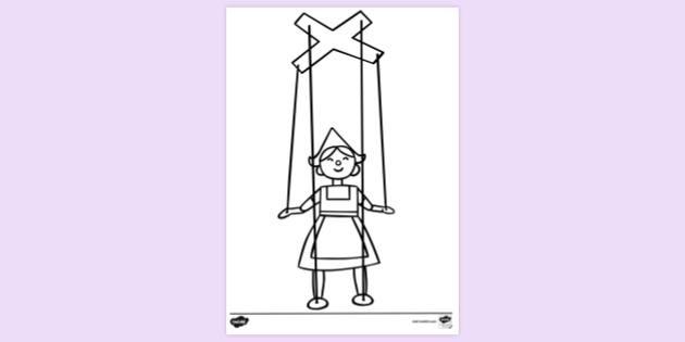 FREE! - Puppet Girl Colouring Sheet - Primary Resources