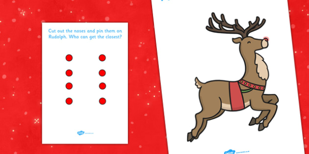 Pin The Nose On Rudolph - pin the nose, rudolph, christmas
