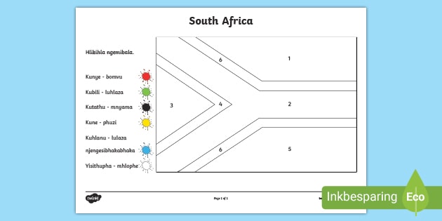 Heritage Day South African Flag Colour by number isiZulu