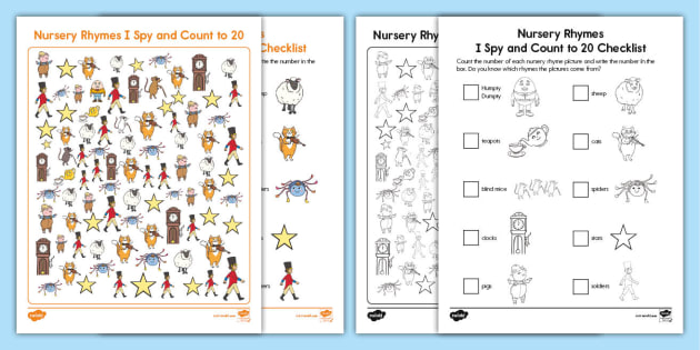 Nursery Rhymes I Spy and Count to 20 Activity (teacher made)