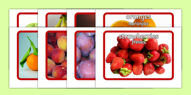 Fruit Flashcards English/Spanish