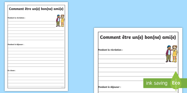 Supports pour la production écrite : Comment etre un bon ami