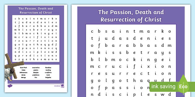 Catholic Passion, Death and Resurrection Word Search Puzzle