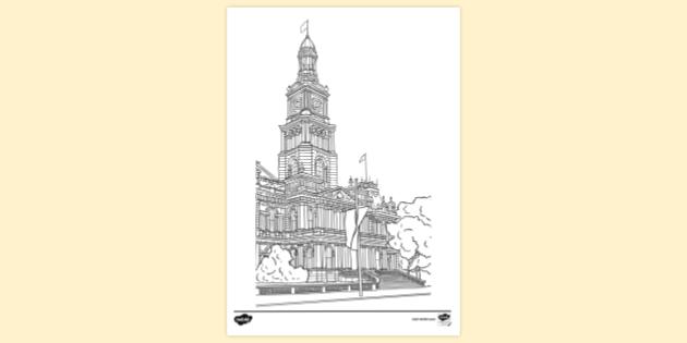 FREE! - Sydney Town Hall Colouring | Colouring Sheets