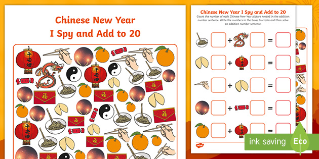 Chinese New Year I Spy and Add to 20 (teacher made)