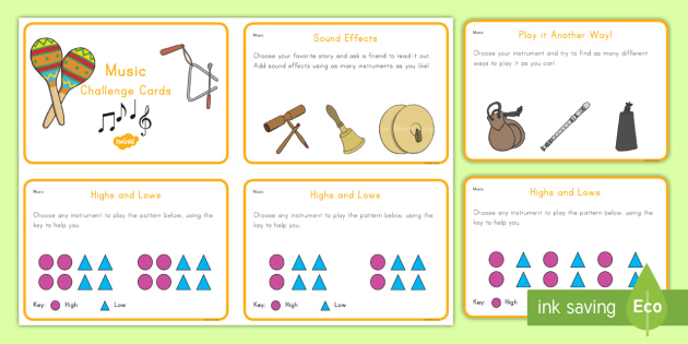 Music Challenge Cards - music, instruments, cards, challenge, sounds, pitch