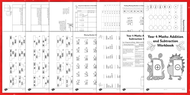 Christmas Themed Year 4 Maths Addition and Subtraction Workbook