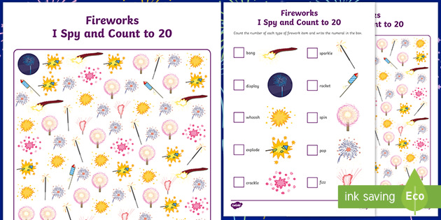 👉 Fireworks I Spy and Count to 20 (teacher made)