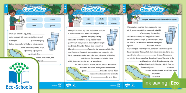 Clean Water Differentiated Cloze Procedure (teacher made)