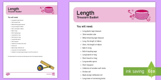Length Treasure Basket Ideas (teacher made)