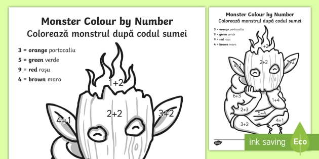 Monster Addition to 10 Colour by Number English/Romanian - Monster ...