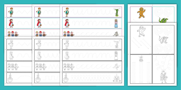 Fairy Tales Fine Motor Skills Tracing Cards: Lines