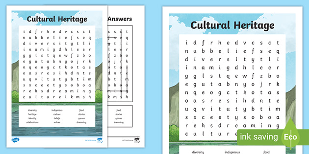 Cultural Heritage Word Search (teacher made)