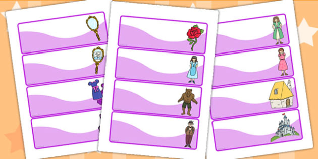 Beauty and the Beast Editable Drawer Peg Name Labels - signs