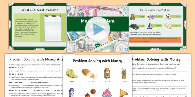 UAE Money Problem Solving PowerPoint Pack (teacher made)