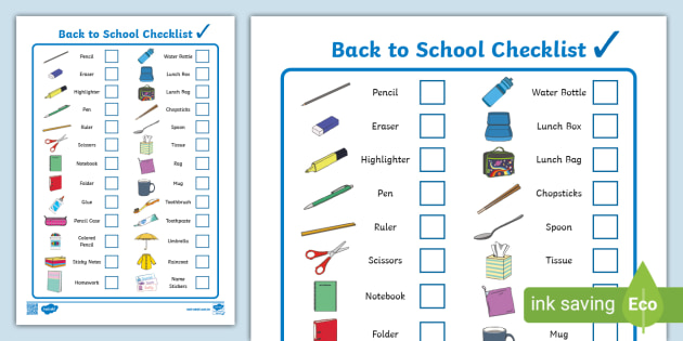 Back to school checklist (teacher made)