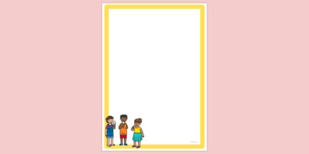 FREE! - Children Eating Icecream Page Border | Page Borders | Twinkl