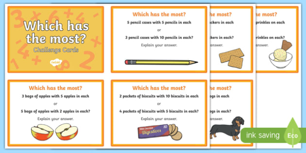 Which Has the Most? Challenge Cards (teacher made)
