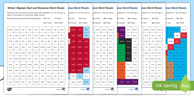 Winter Olympics Phase 5 Phonics Mosaic Worksheet / Worksheets
