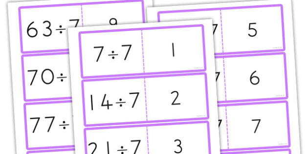 7 Times Table Division Cards