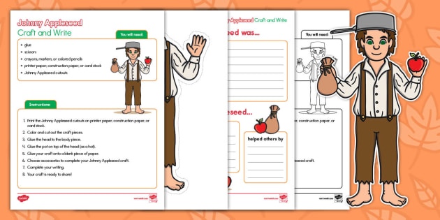 Johnny Appleseed Craft and Write Activity (teacher made)