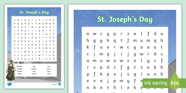 St. Joseph's Day Word Search (teacher made)