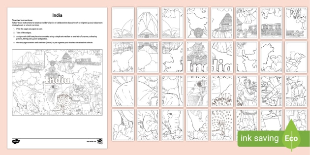 * NEW * Map of India Collaborative Art (teacher made)