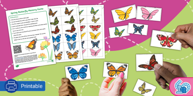 Spring Butterfly Memory Game for Spring Activities