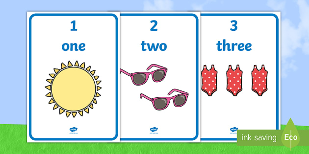 Summer Themed 1 to 20 Word and Number Display Posters - Summer Themed ...