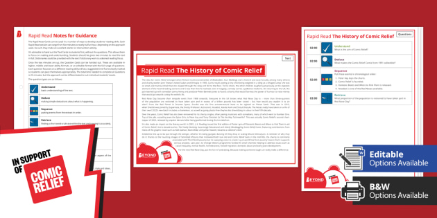 Rapid Reading Comprehension: The History of Comic Relief