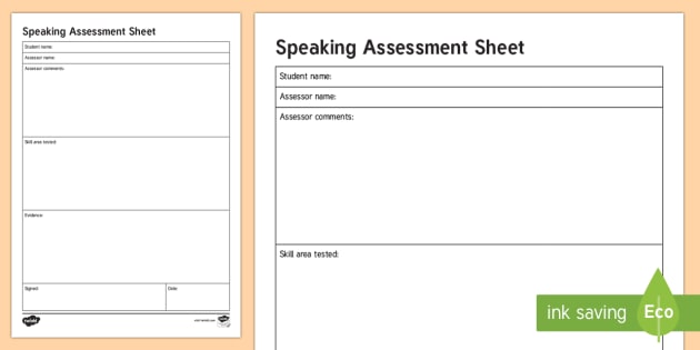 Speaking Assessment Tracker (teacher made)