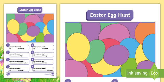 Easter Egg Hunt Counting Activity Indonesian (teacher made)