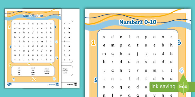 Numbers 0-10 Word Search Indonesian (teacher made)