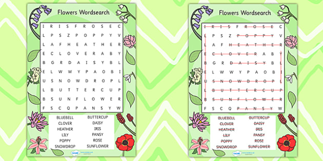Flowers Wordsearch - flowers, plants, word search, games, words