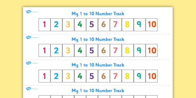 Numbers 1-10 Number Track - Maths, Math, number track, 1-10 n