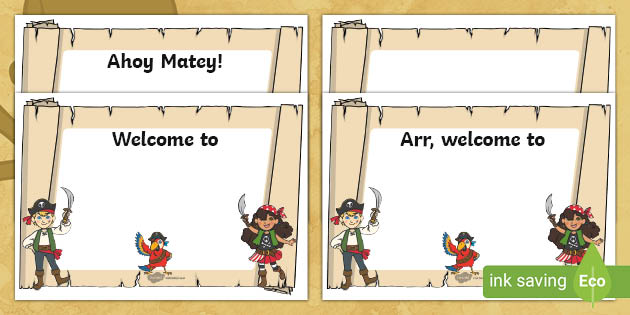 👉 Pirate Themed Editable Class Welcome Signs