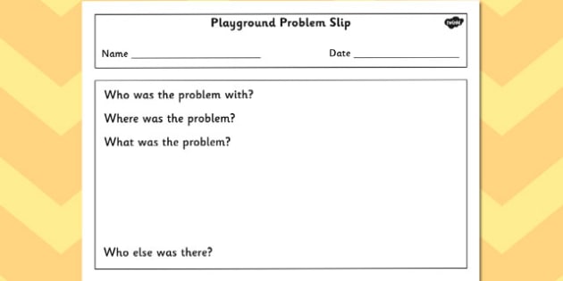 FREE! - Playground Problem Slip (teacher made)