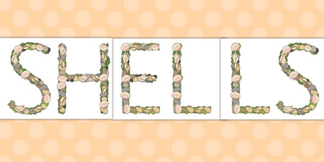 Shells Pebbles and Seaweed Display Lettering (teacher made)