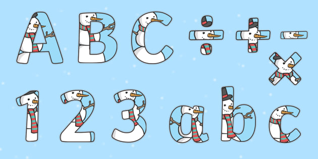 Snowman Themed Display Letters and Numbers Pack