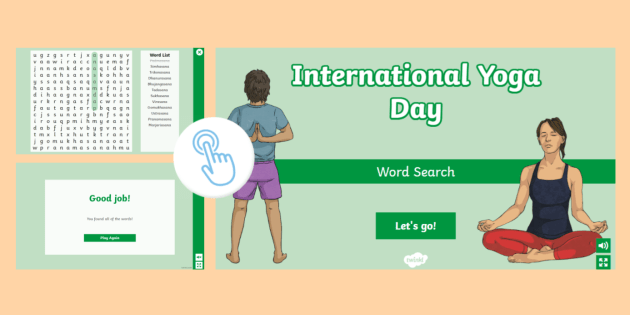 Indian Yogasana WordSearch - International Yoga Day activity