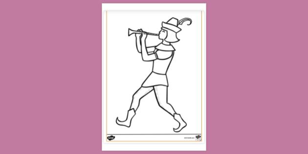 Pied Piper Dancing and Piping Colouring Sheet - Resources
